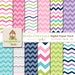 Multi Chevron Digital Paper Pack | Multi Color Chevron Stripe | Digital ...