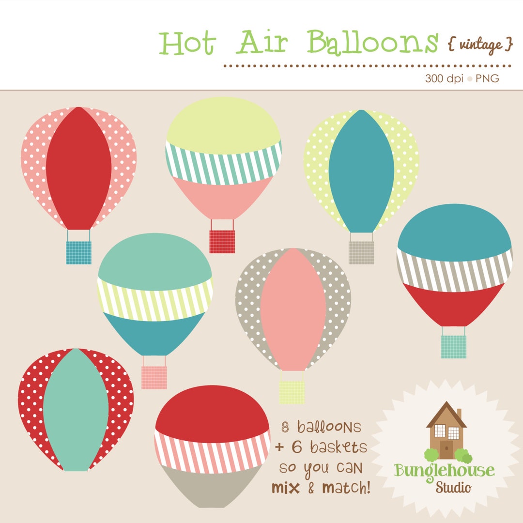 Hot Air Balloon Clip Art | Flying Balloons Cipart | Hot Air Balloon ...