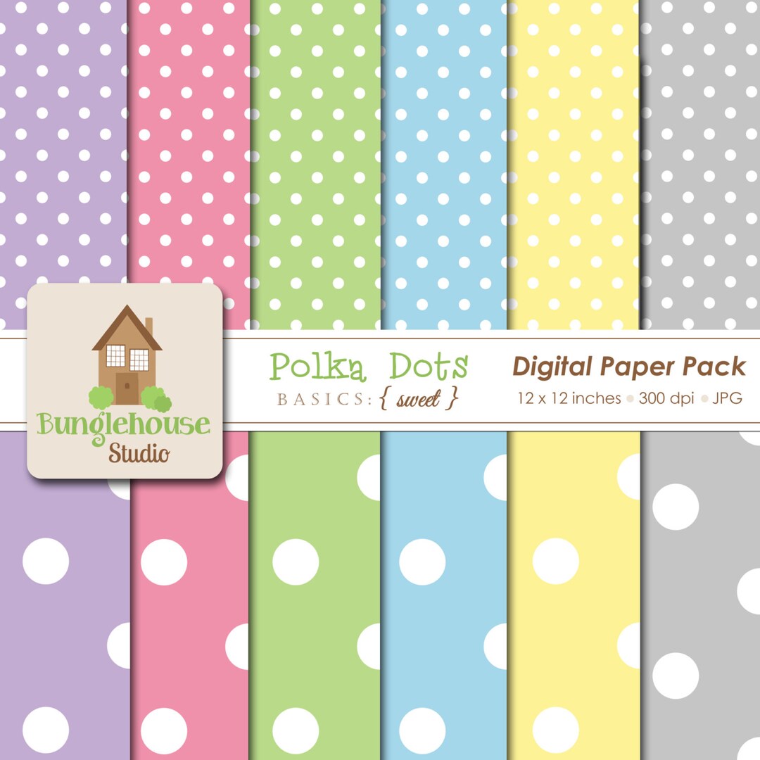 Spring Pastels Polka Dot Digital Paper Pack - Etsy
