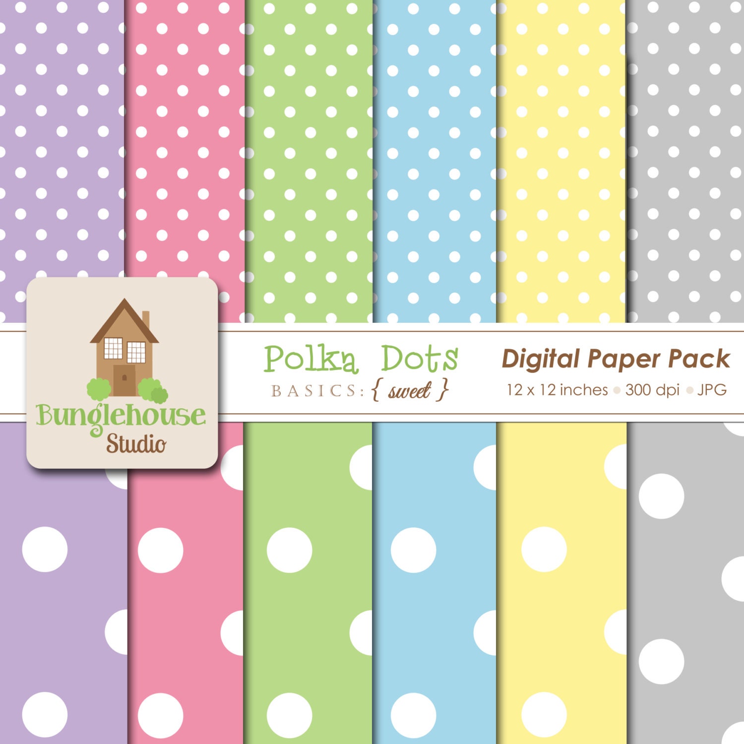 Spring Pastels Polka Dot Digital Paper Pack - Etsy