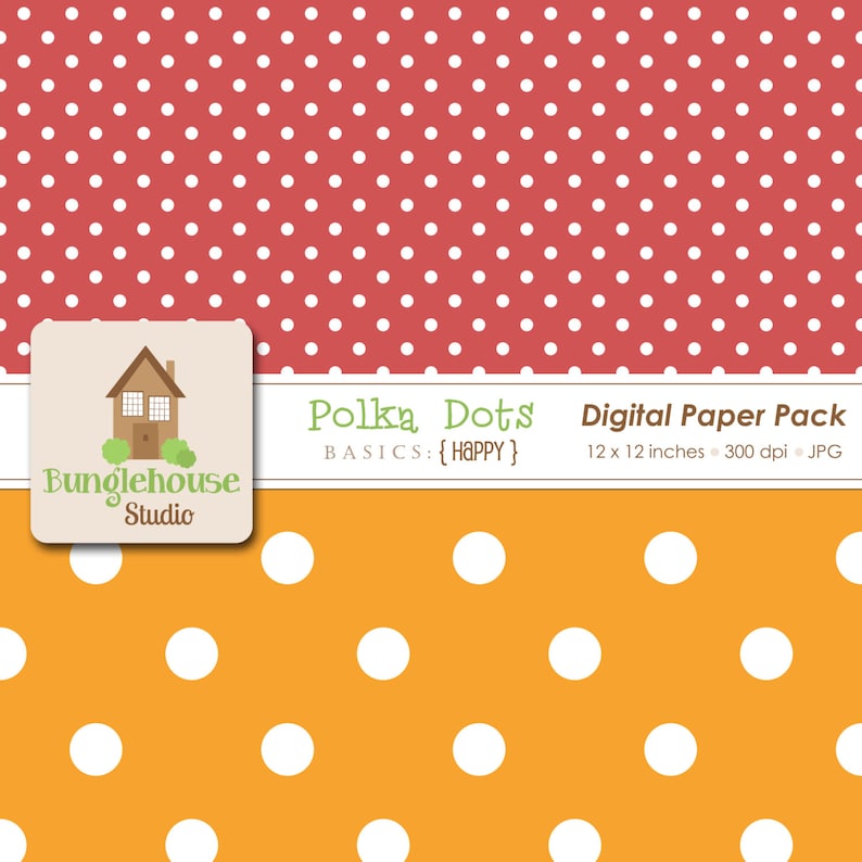 Polka Dot Scrapbook Paper Instant Download Digital Paper Pack Happy ...
