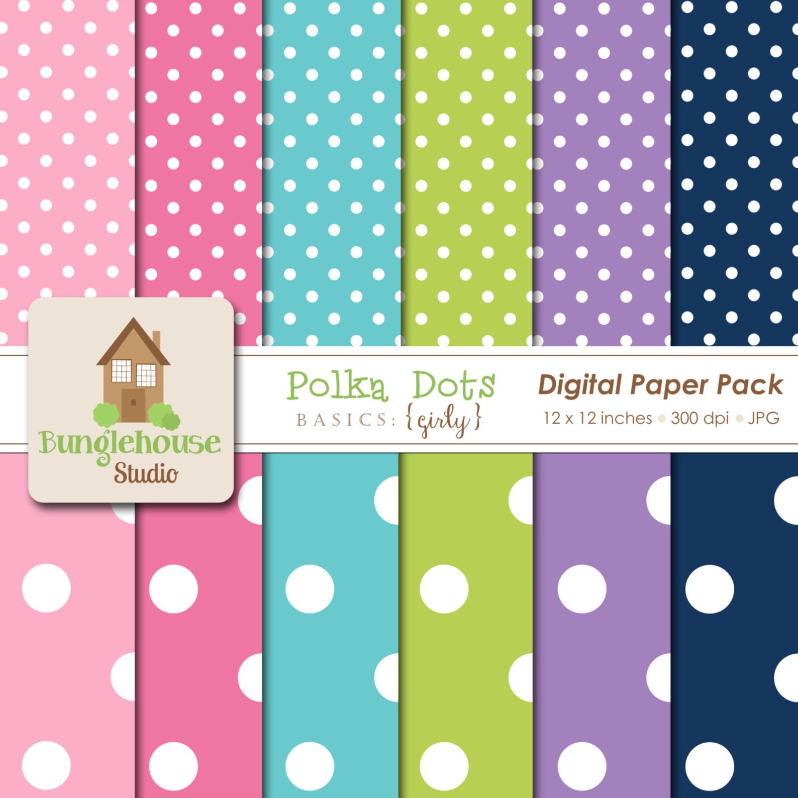 Polka Dot Digital Papers | Digital Scrapbooking Basics | Girly Dots ...
