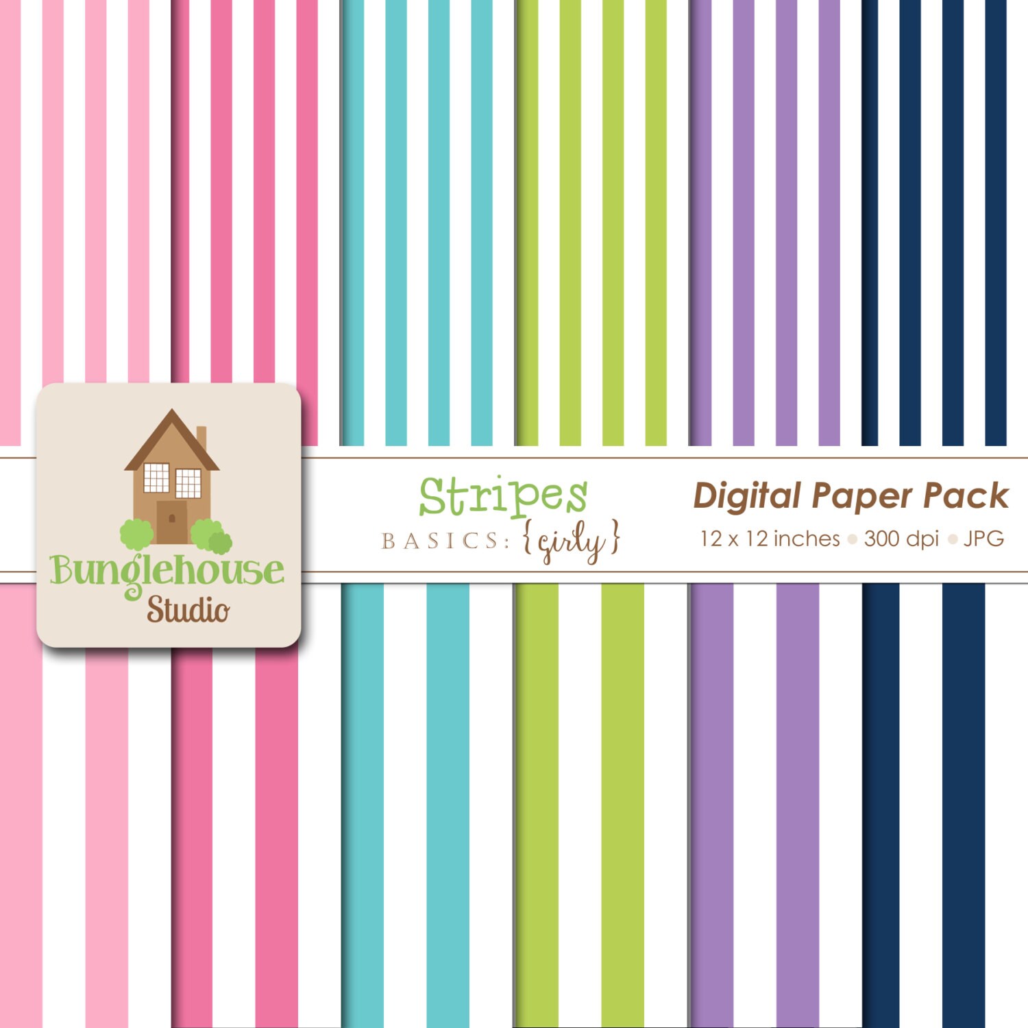Stripes Digital Paper Pack | Commercial Use Backgrounds | Girly Stripe ...