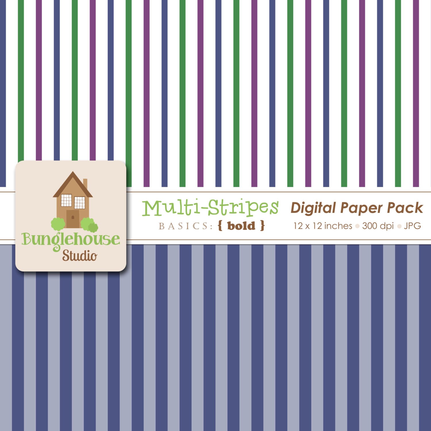 Bold Multi Colored Stripes Digital Paper Pack | Red, Orange, Green ...