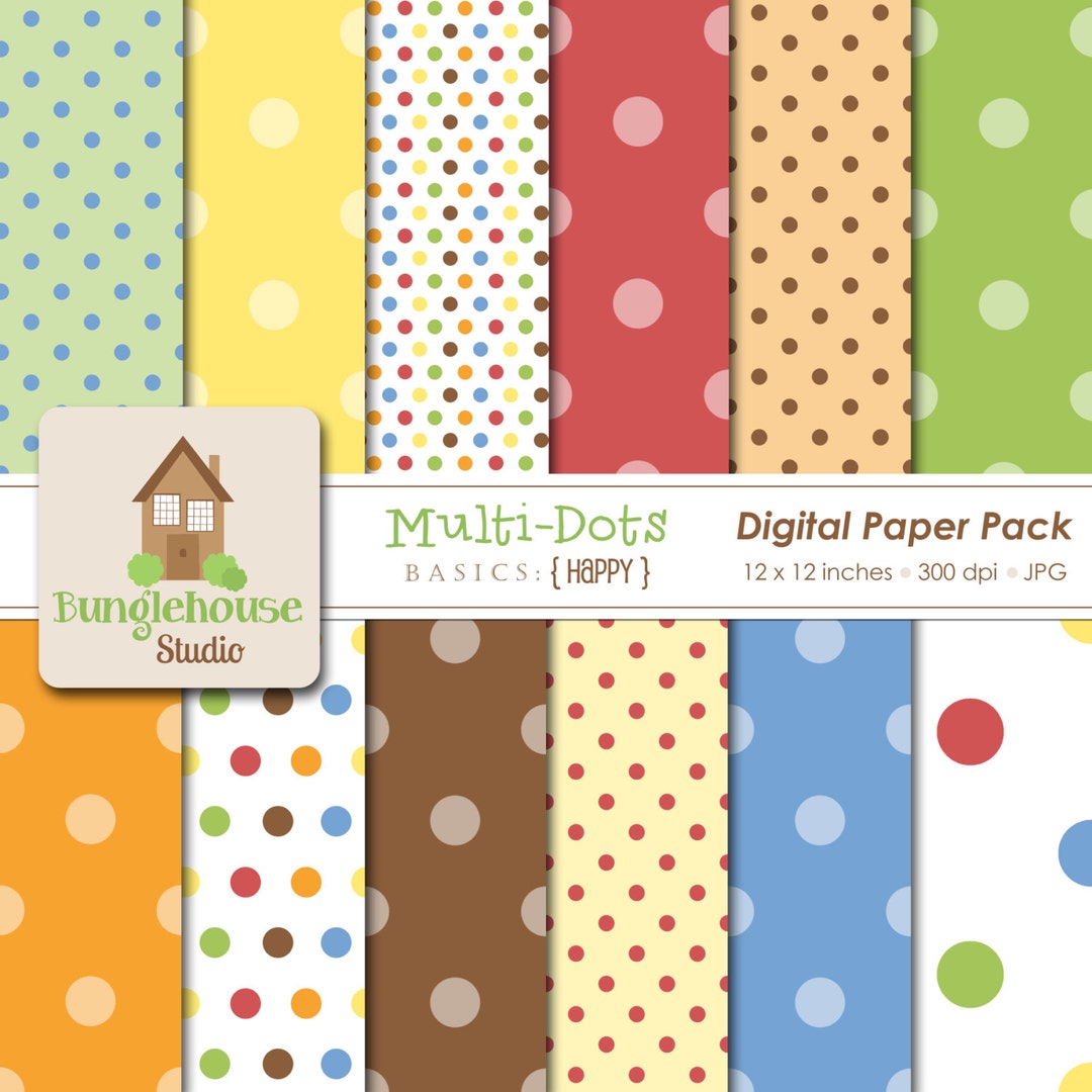 Polka Dot Digital Paper Pack | Instant Download | Multi Dots Digital ...