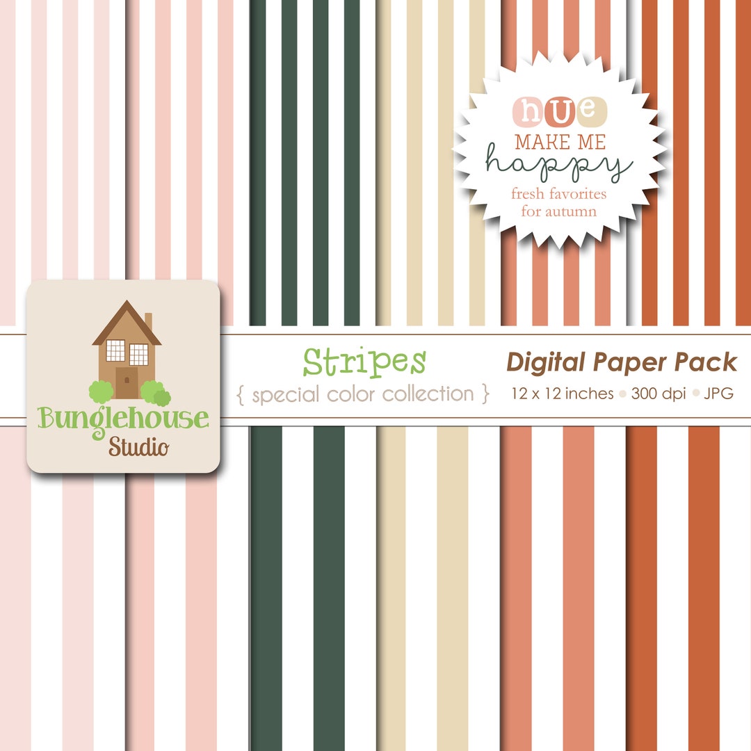 Autumn Fall Stripe Digital Paper Pack | Calming Neutral Autumn 12 X 12 ...