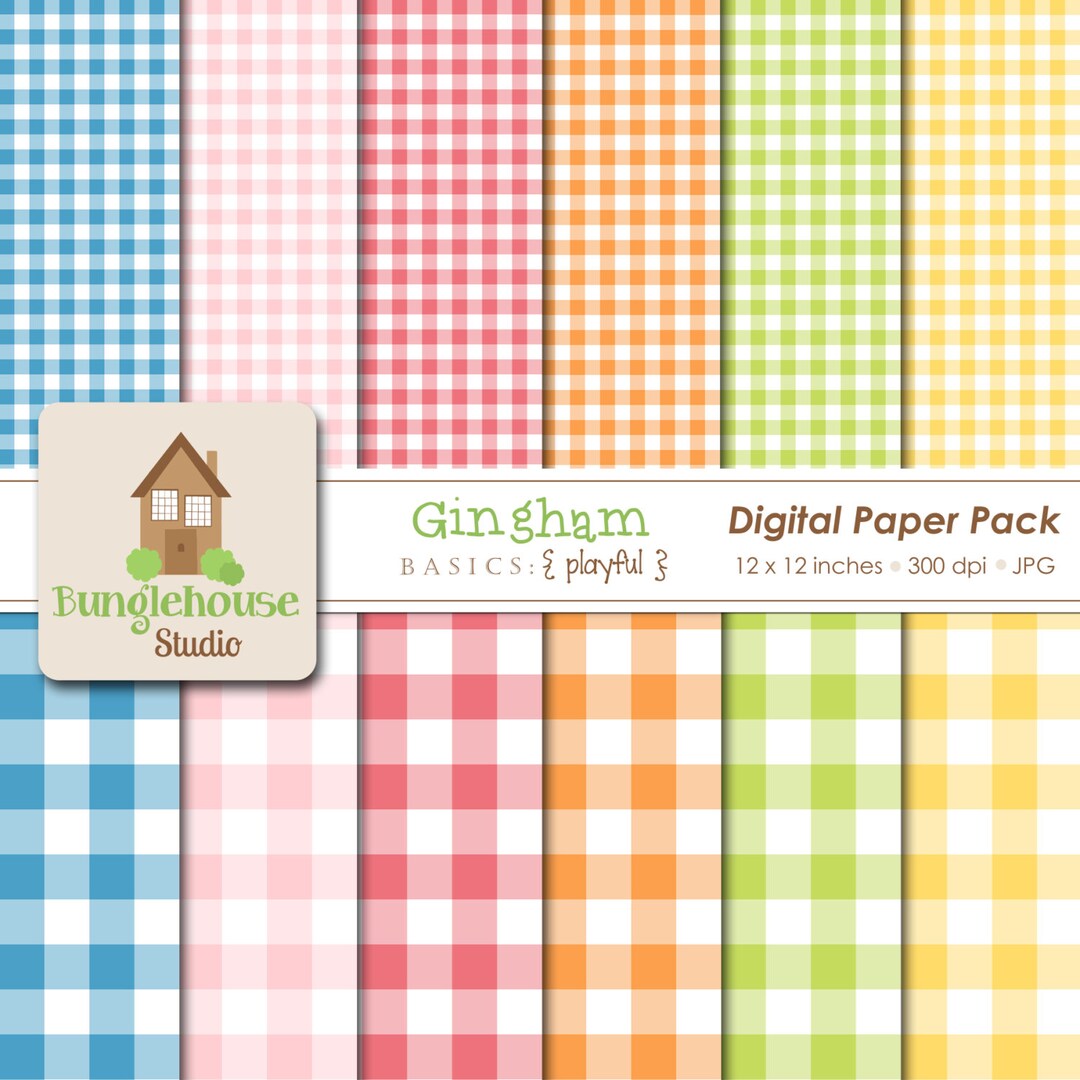 Gingham Digital Paper Pack Instant Download Digital Scrapbooking Basics ...