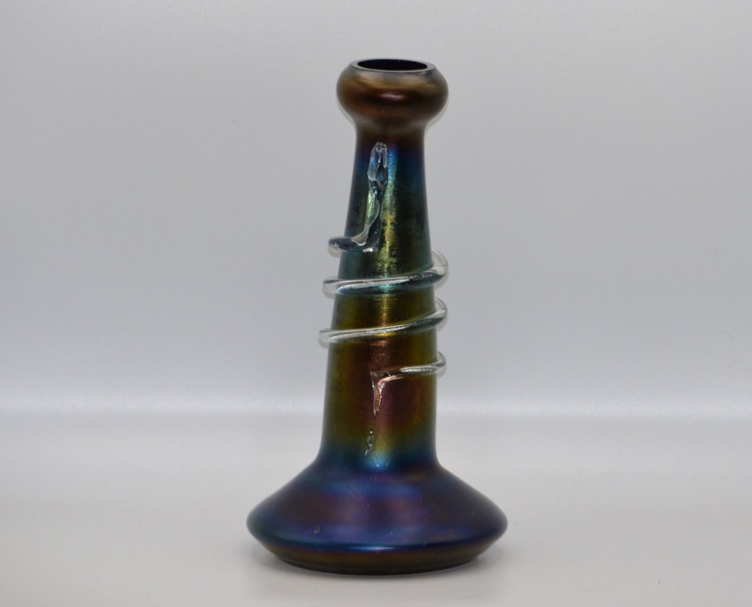 Loetz Snake Spiral Vase Iridescent Art Noveau Glass Twisted *read ...