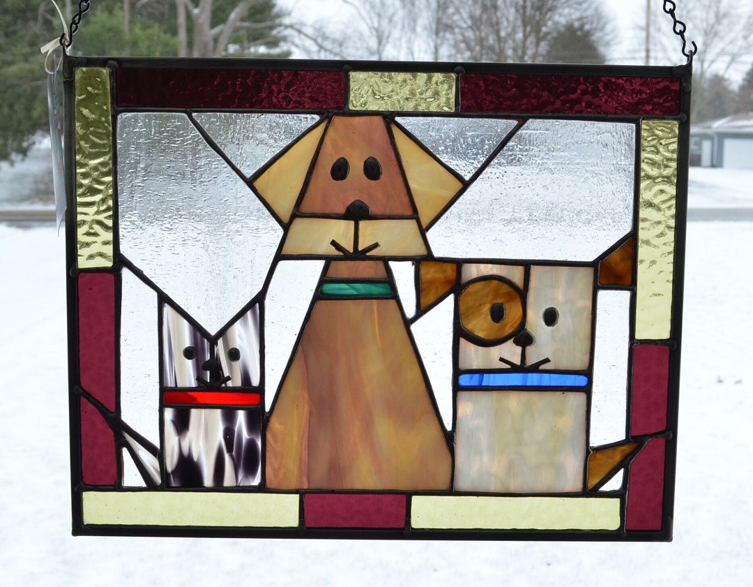 Dog Pet Stained Glass Panel Great Gift for Dog Lovers Mom Veterinarians ...