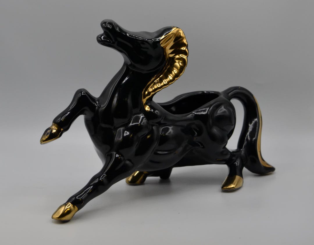Large Horse Black Stallion Pony Arabian Vintage Succulent Planter ...