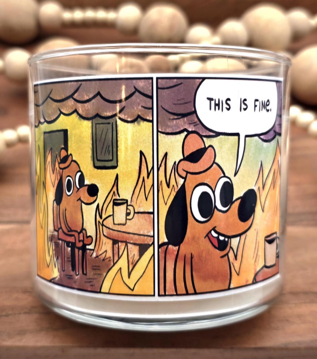This is Fine Everything is Fine Dog Meme Funny Adult Glass Jar 14oz 3 ...