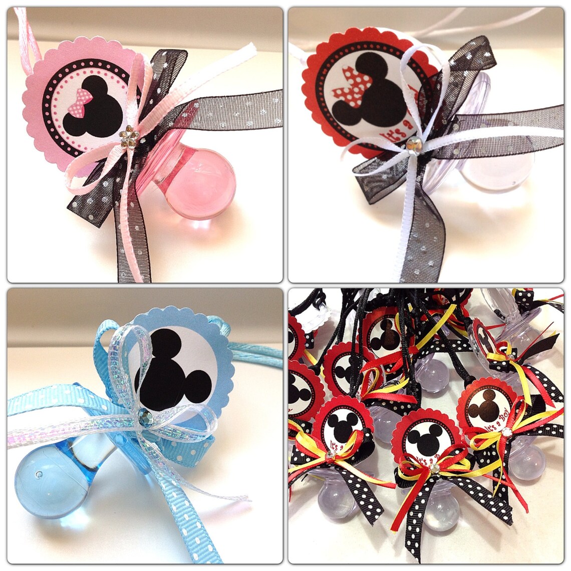 12 Minnie and Mickey Mouse Pacifiers for Baby Shower Set 12 | Etsy