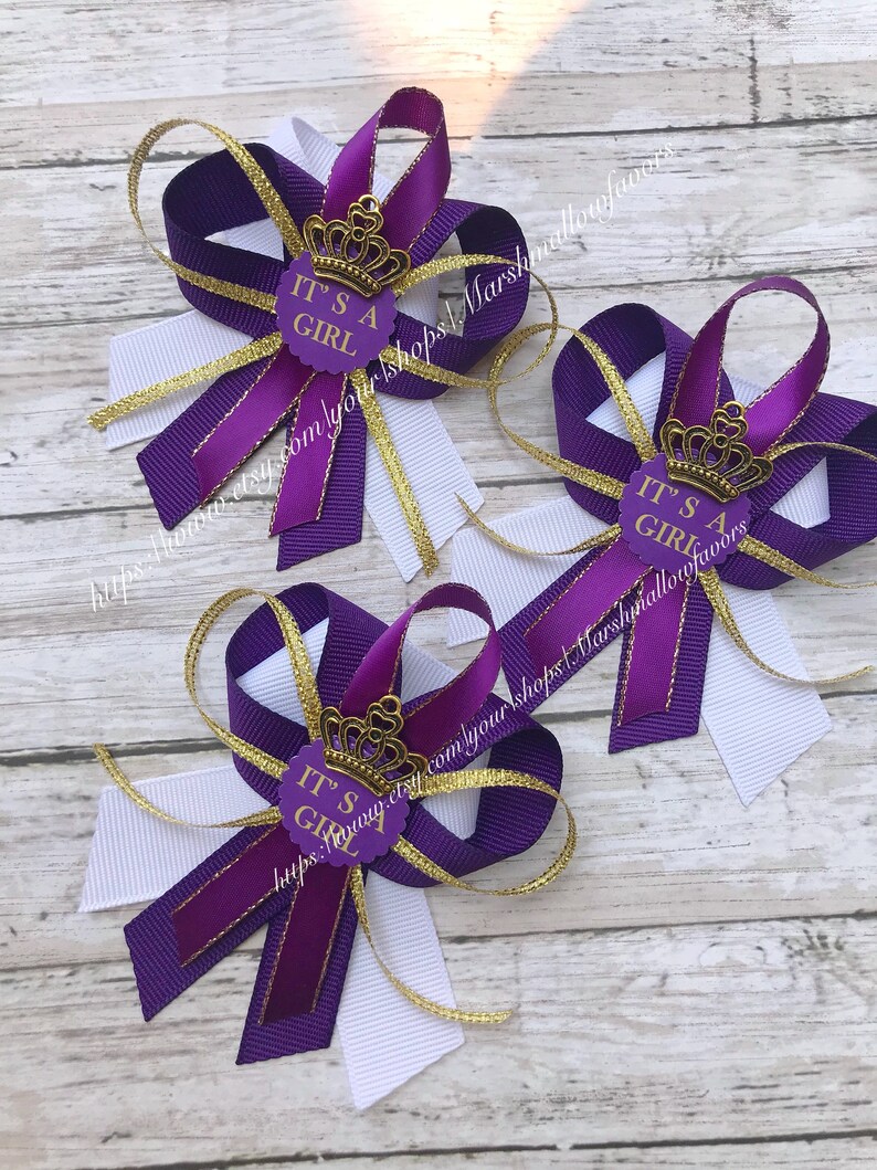 12 Purple and Gold Guest Pins for Baby Shower Purple and Gold - Etsy