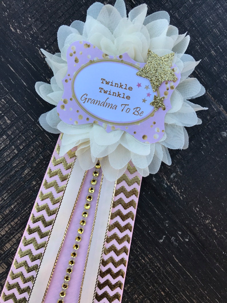 1 twinkle twinkle Baby shower grandma pin pink and gold | Etsy