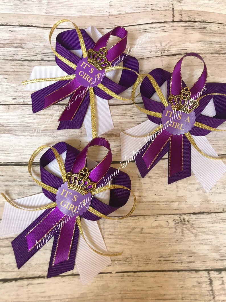 12 Purple and Gold Guest Pins for Baby Shower Purple and Gold - Etsy