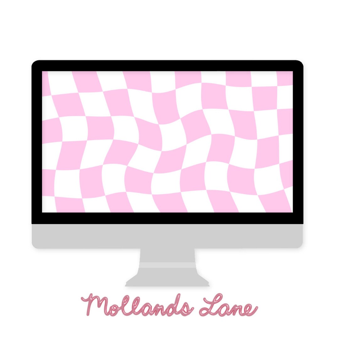 Baby Pink Wavy Checkers Desktop Wallpaper Computer Wallpaper Digital ...