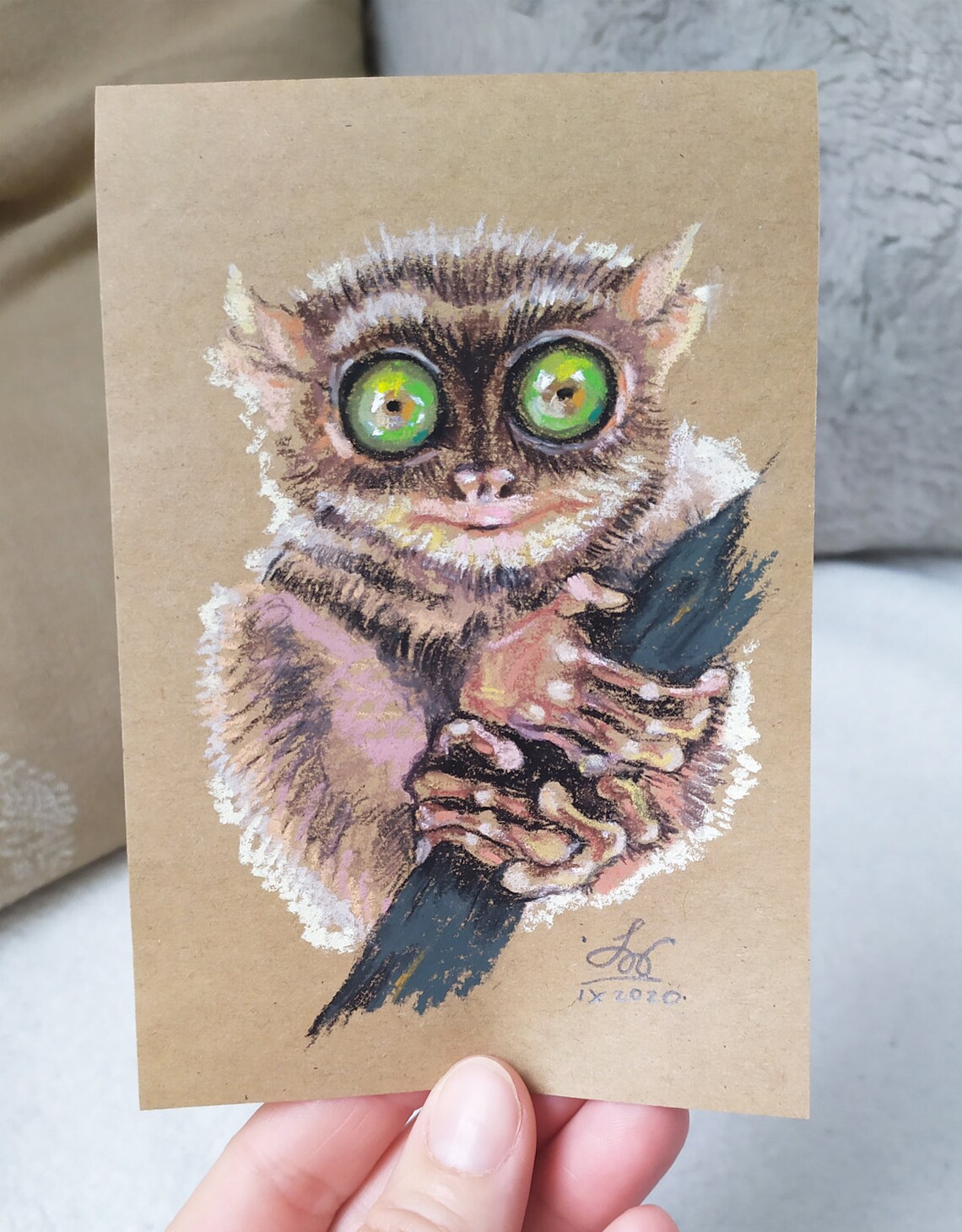 Tarsier original art work Tarsier drawing pastels Kids wall | Etsy
