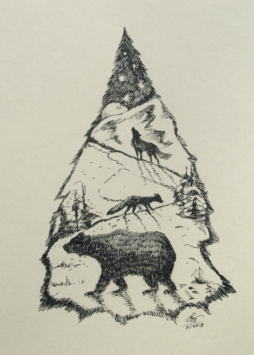 TREE of Life Original Pen Ink Drawing Wildlife Gifts - Etsy