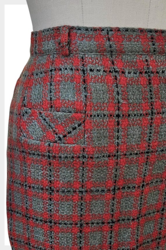 1950s plaid wool blend skirt | 50s pencil secretary s… - Gem