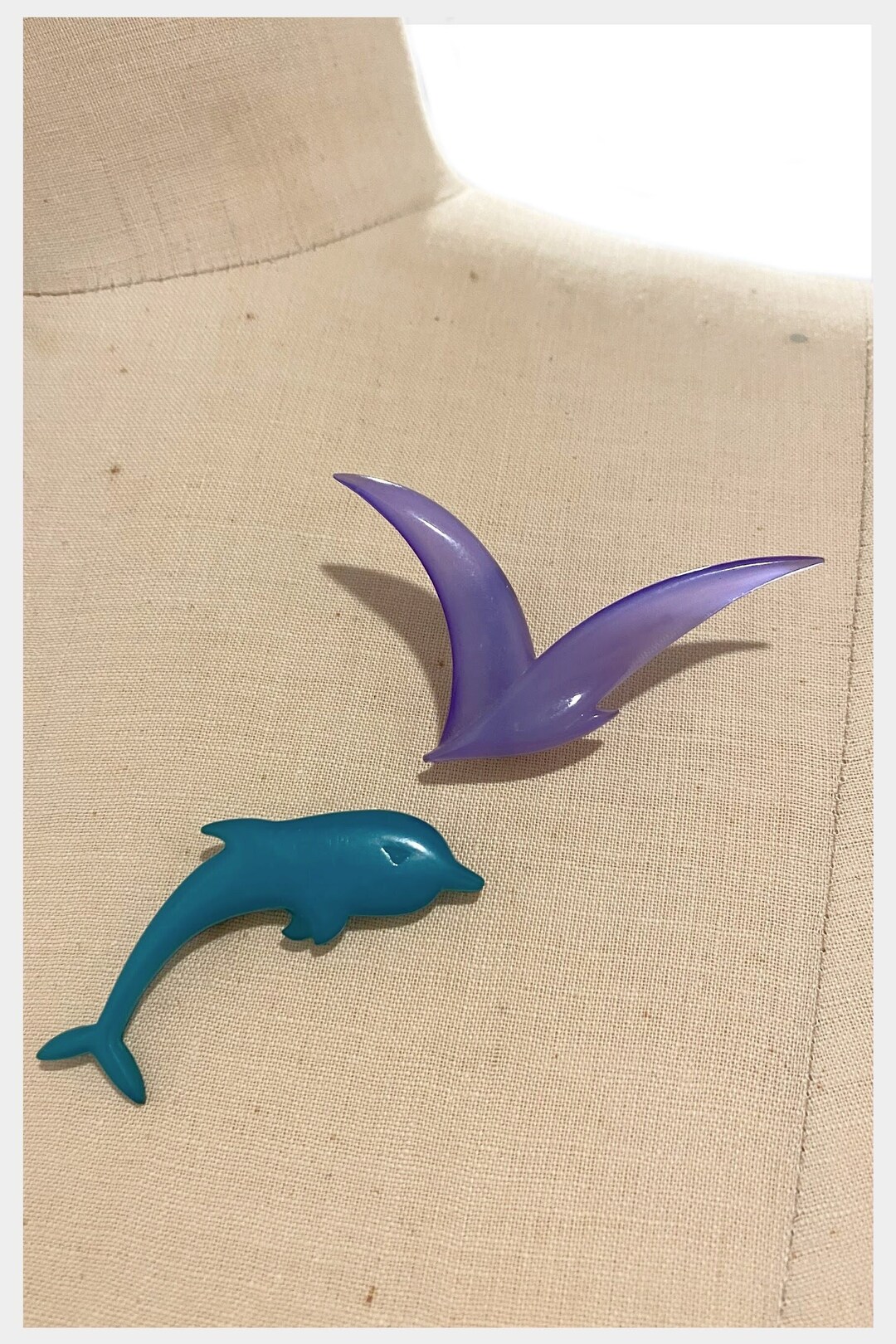 1970s/80s Lucite Scatter Pins | 70s Vintage Seagull and Dolphin ...