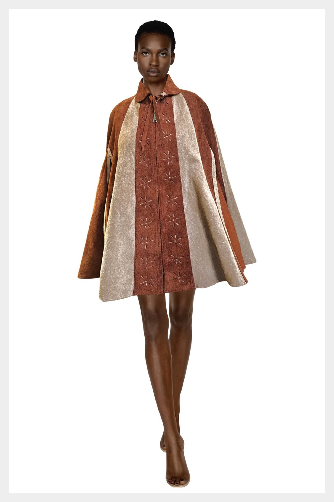 1970s Boho Tan and Spice Suede Cape 70s Hippie Leather Folk Festival ...