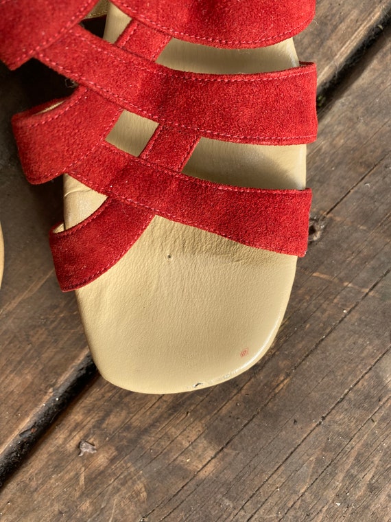 1970s Volpini red suede & cork sole platform Italian … - Gem