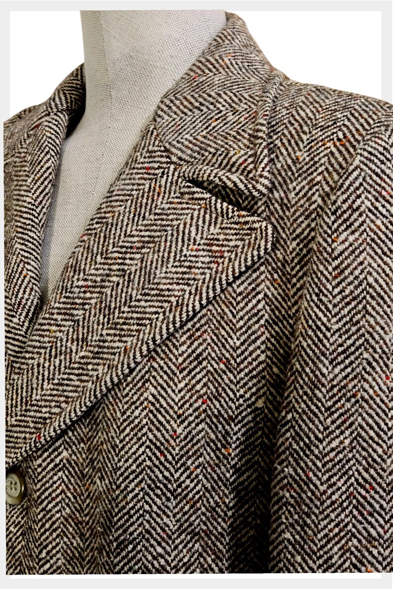 Vintage 1960s Early 1970s Herringbone Tweed Overcoat | Shaughnessy by ...