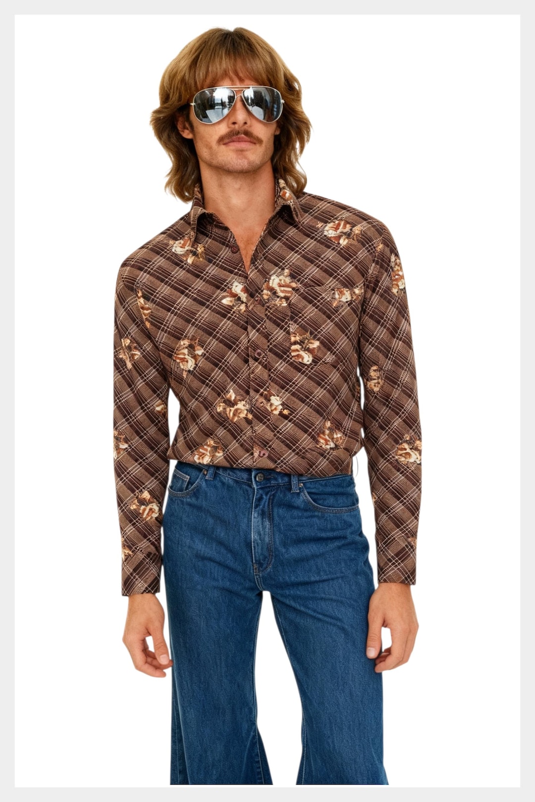 1970s Sear's the Mens Store Polyester Shirt | 70s Floral Print | Size L ...