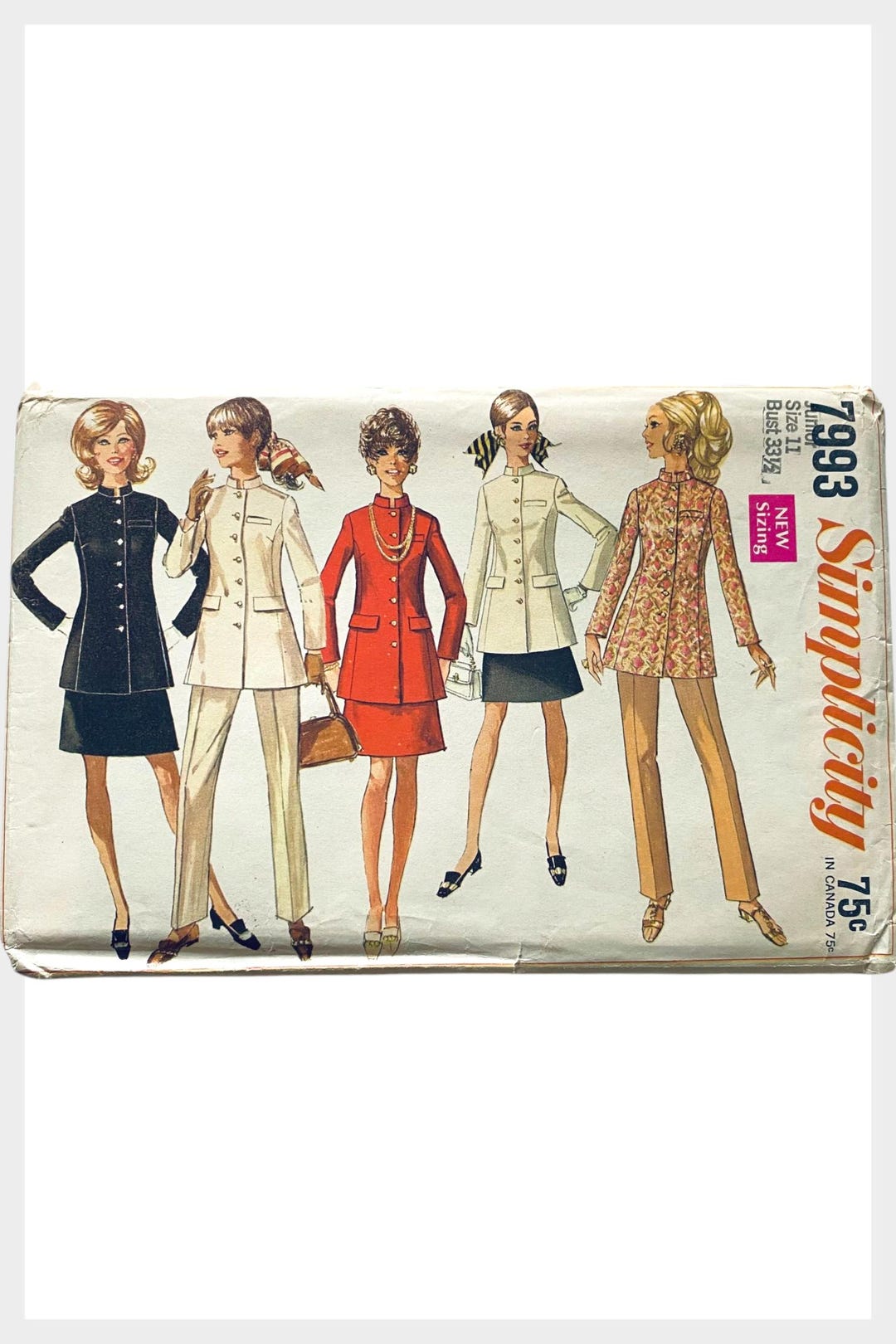 1960s Simplicity Sewing Pattern 7993: Nehru Jacket, Skirt & Pants (size ...