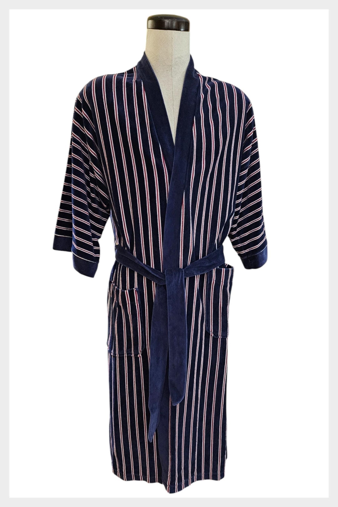 1970s Majestic Velour Men's Striped Robe Housecoat Belted | Vintage 70s ...