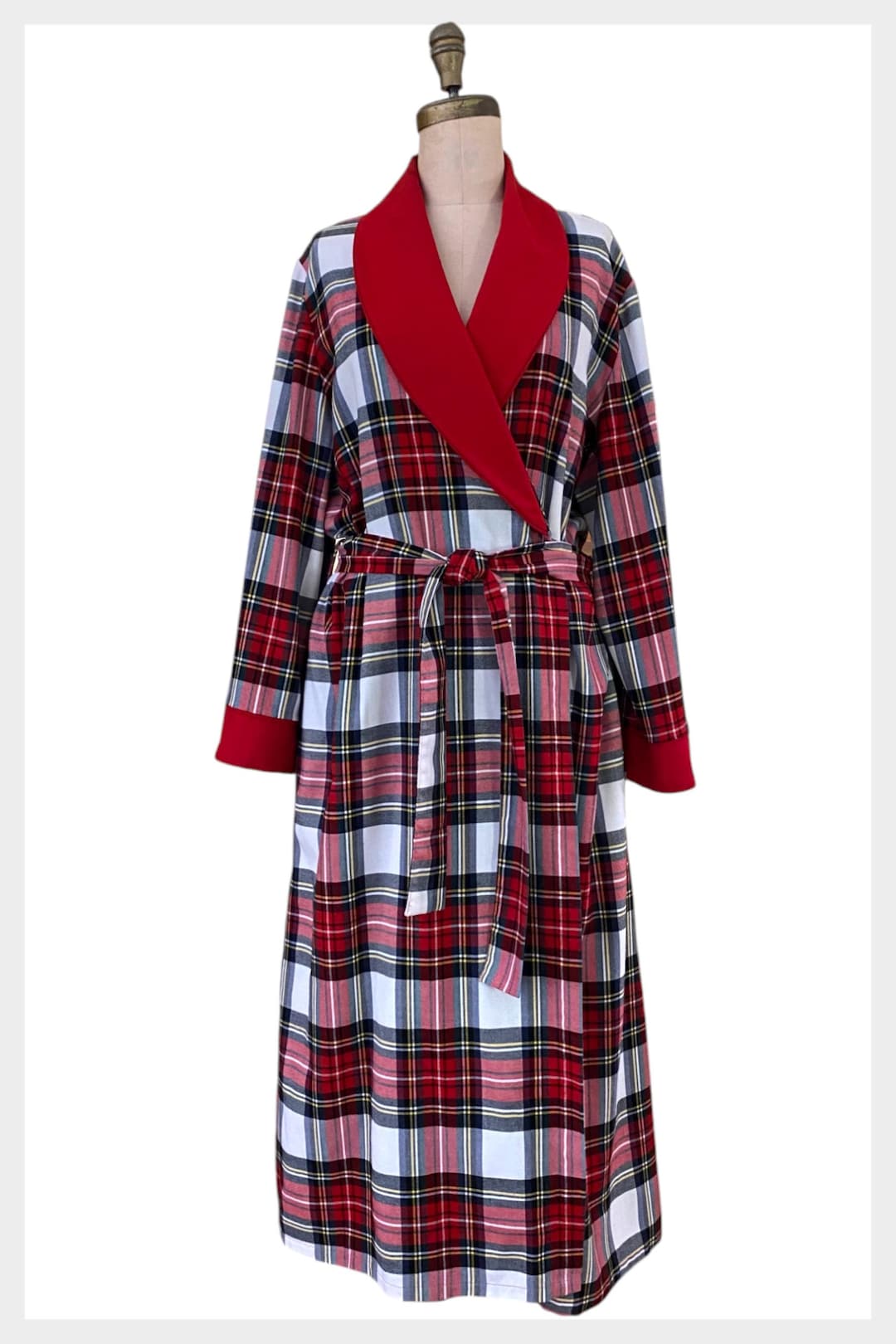 1990s St. Michael for Marks & Spencer Red, White, Black Tartan Robe ...