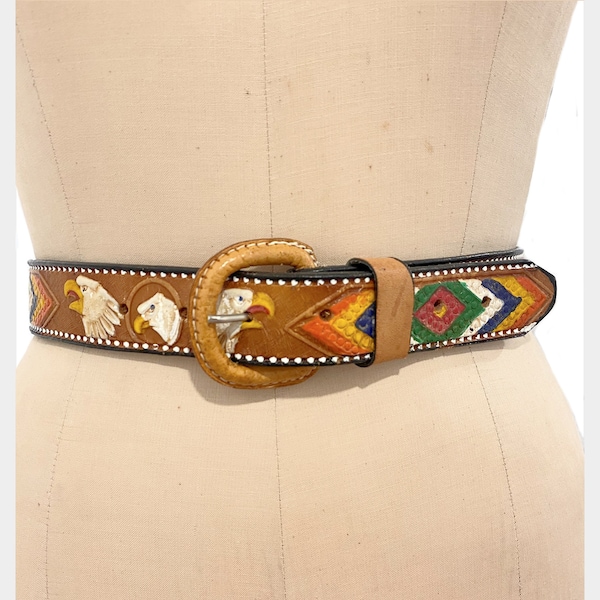 Hand Painted Leather Belt - Etsy