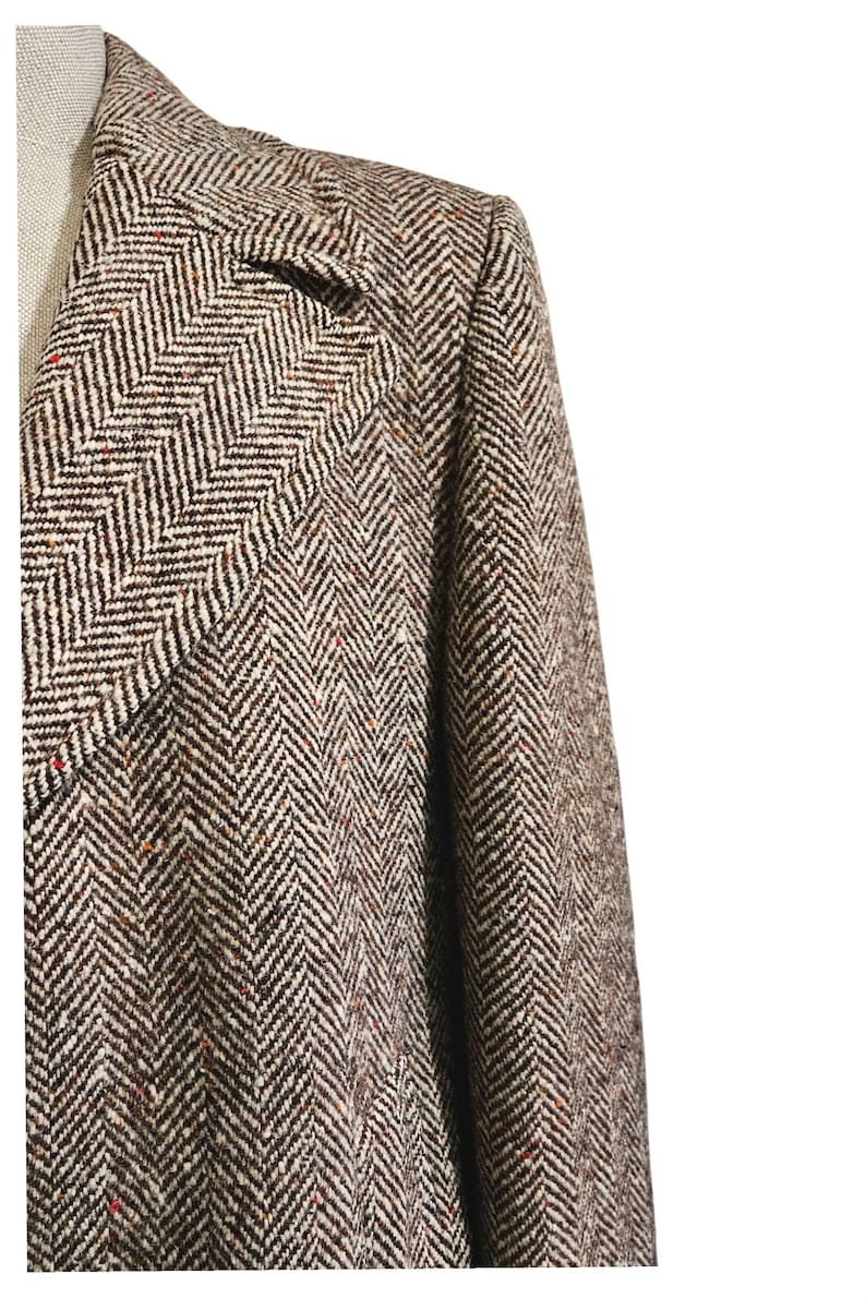 Vintage 1960s Early 1970s Herringbone Tweed Overcoat | Shaughnessy by ...