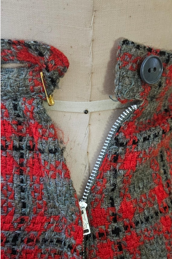 1950s plaid wool blend skirt | 50s pencil secretary s… - Gem