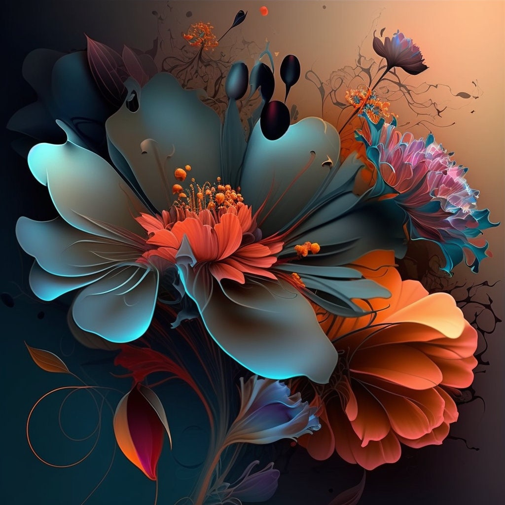 AI Generated High Resolution Flower for Wall Display Two Sizes 30 X ...