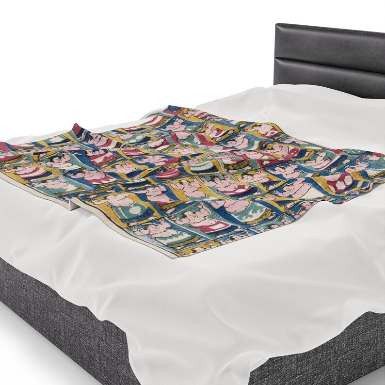 Japanese Multicolored Sumo Wrestlers Plush Blanket: - Etsy