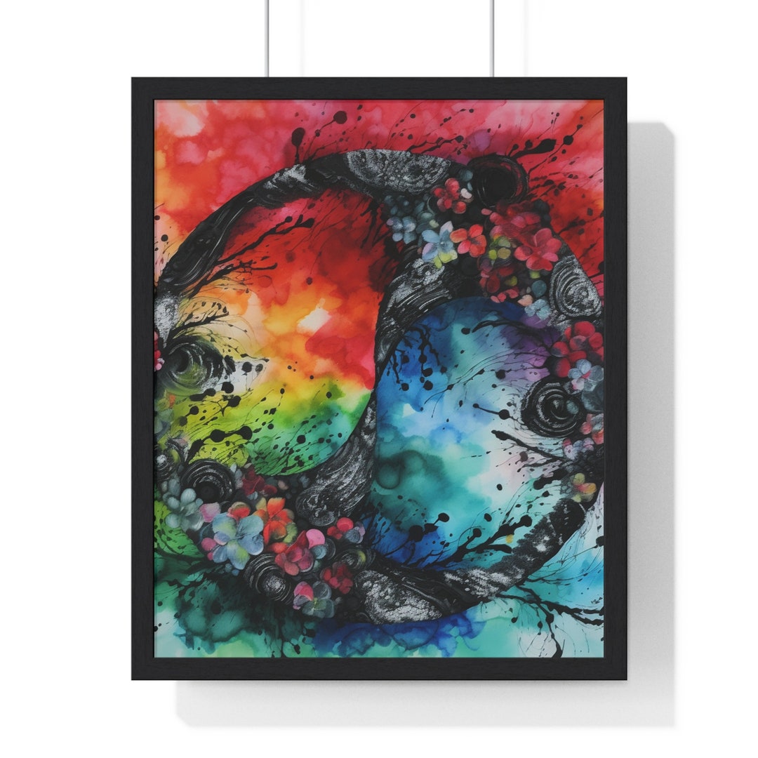 Premium Framed Vertical Poster Yin Yang Taoism Art Wall - Etsy