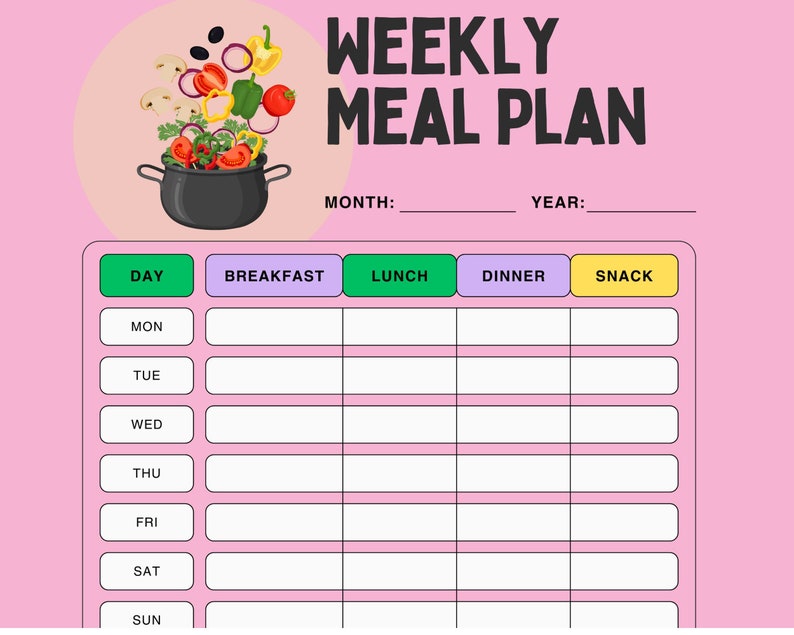 Minimalist Weekly Food Planner - Keep Your Meals Organized With Ease ...