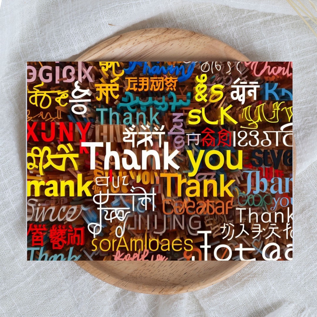 Multilingual Thank You Card Bundle: Editable Digital Download - Etsy