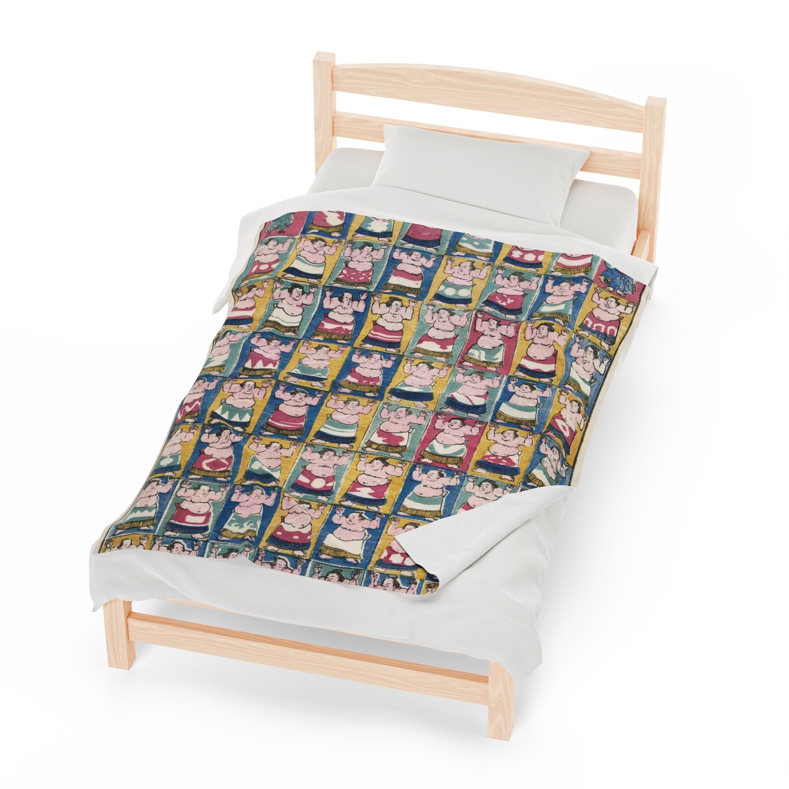 Japanese-inspired Sumo Wrestlers Print on Luxurious Plush Blanket Bring ...