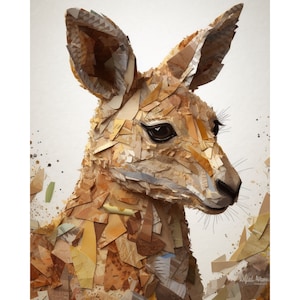 Australian Animal Collage Wall Art | Kangaroo Koala Wombat Print - Etsy