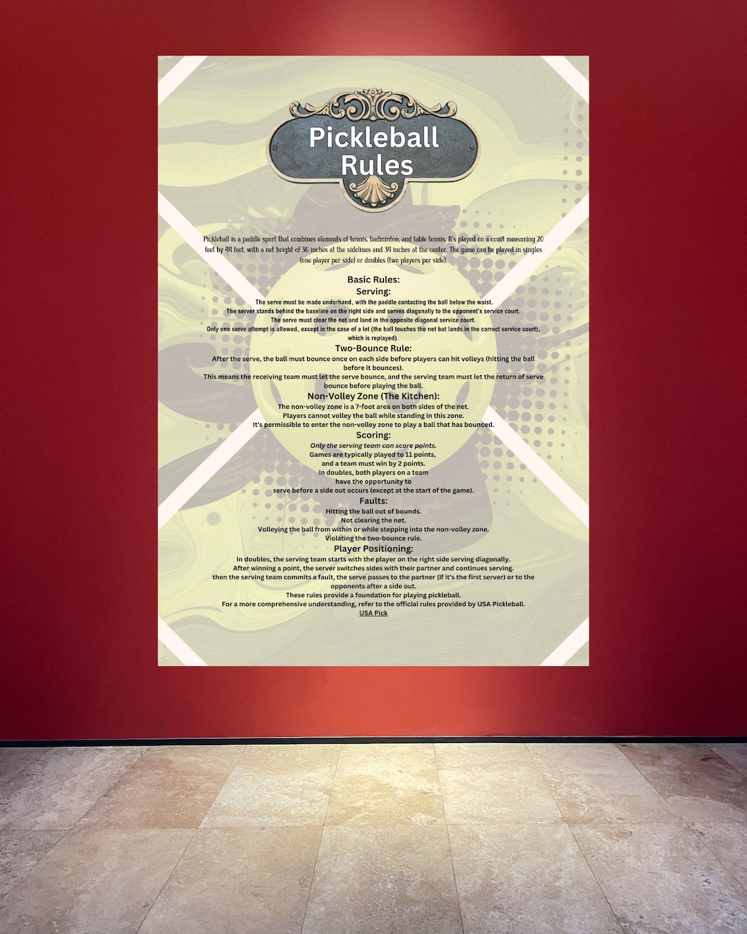 Pickleball Basic Rules Poster for Display - Etsy