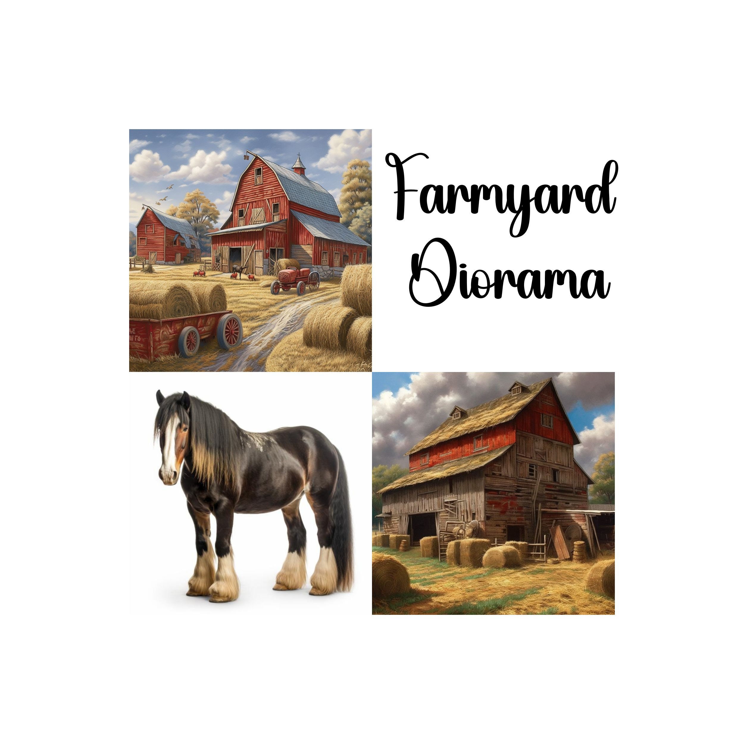 Farmyard Diorama Kit DIY Diorama Farm Animals Cow Chicken Horse Goat - Etsy