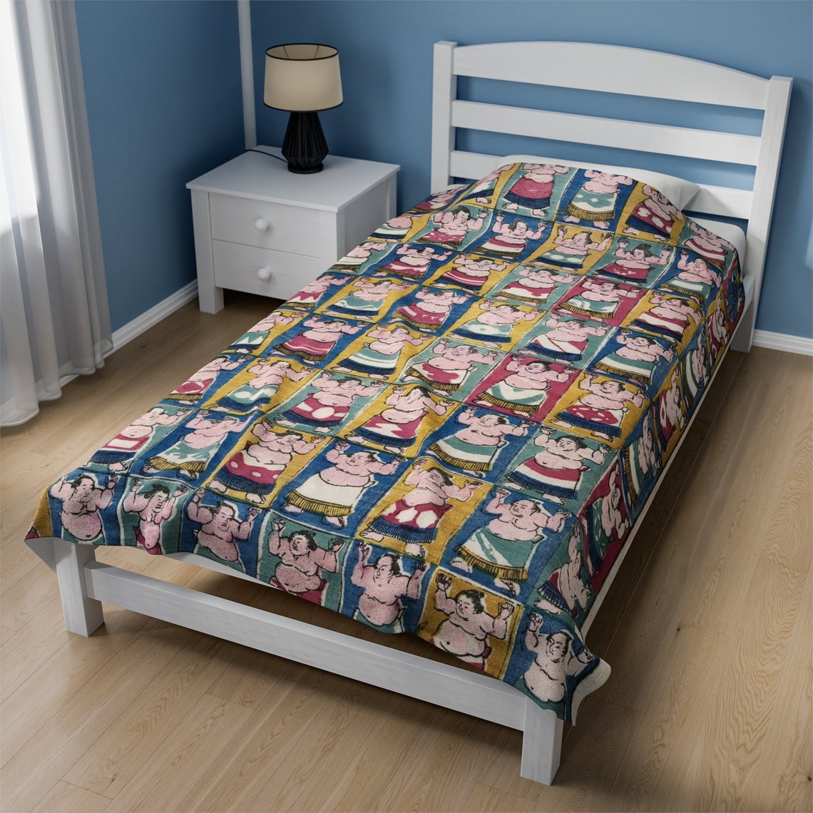Japanese Multicolored Sumo Wrestlers Plush Blanket: - Etsy