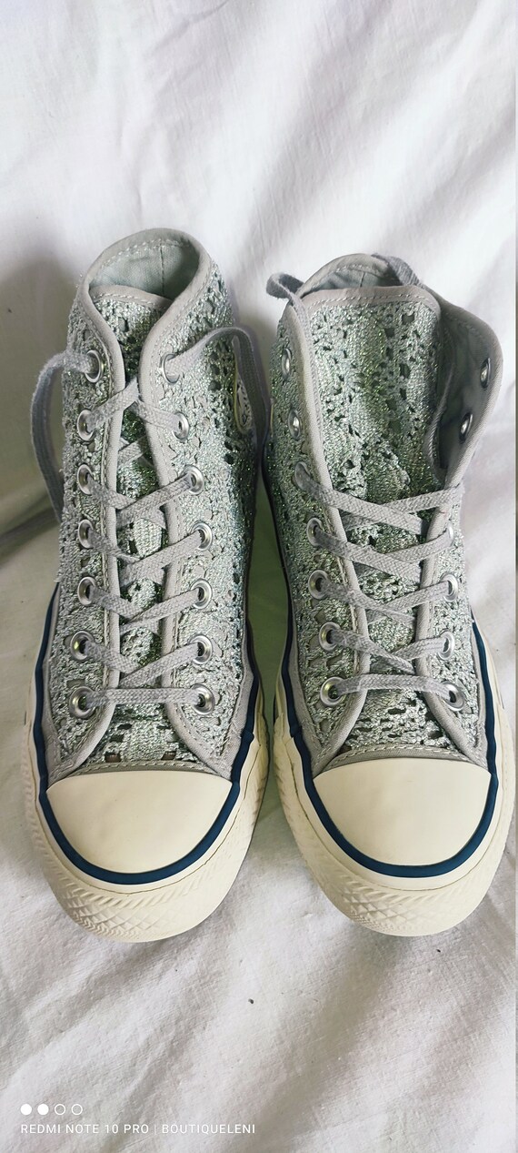 CONVERSE Chuck Taylor vintage silver lurex lace high … - Gem