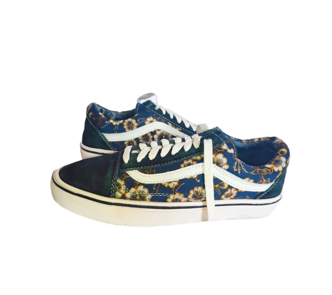Vans Old School Low Sneakers Flowers Blue Black Whiteeu 42 US Men 9 - Etsy