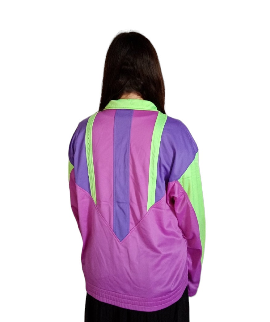 Fila vintage 80s tracksuit jacket neon pink purple neon green L - Etsy 日本