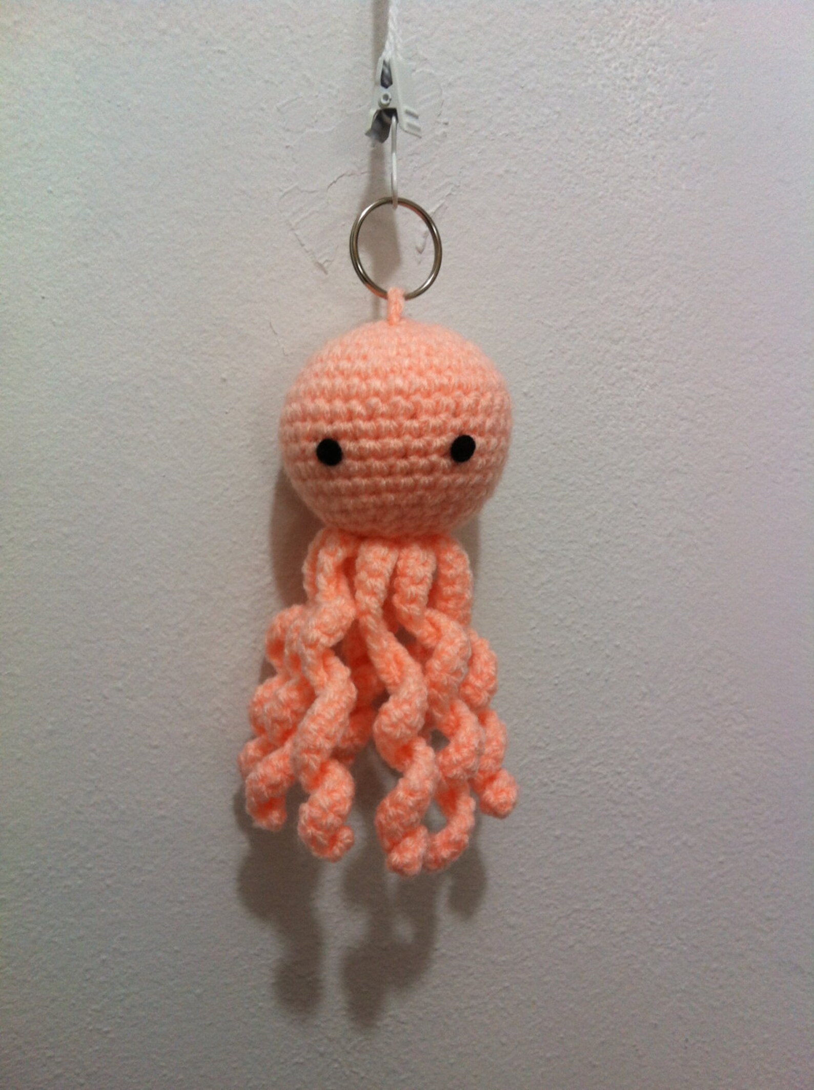 Peach color Octopus crochet keychain | Etsy