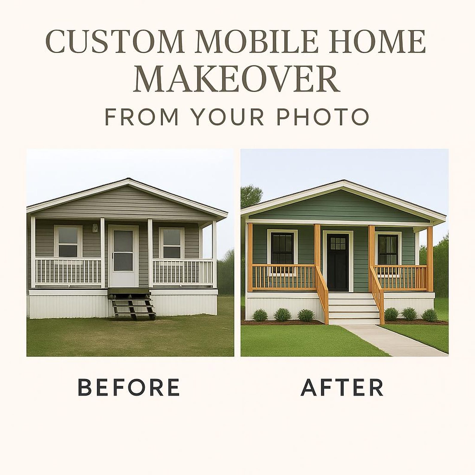 Custom Mobile Home Makeover From Your Photo – Curb Appeal Before ...