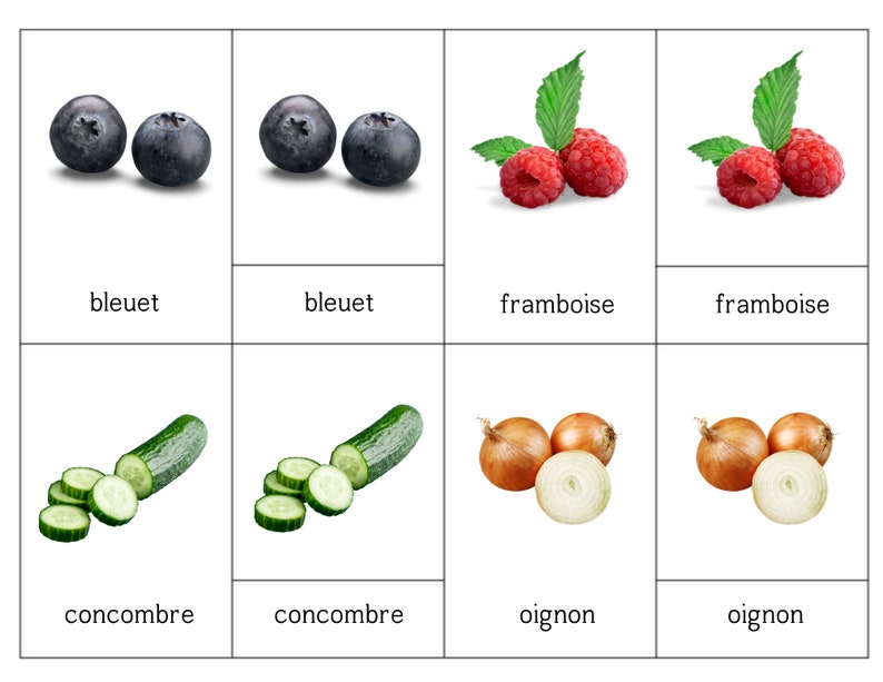 Cartes de nomenclature Montessori fruits et légumes - Etsy France